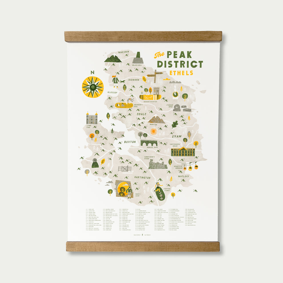 The Peak District Ethels A2 Map Checklist – oldfielddesignco